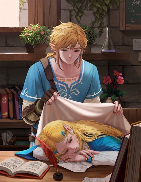Link And Princess Zelda The Legend Of Zelda And More Drawn By Nuavic Danbooru