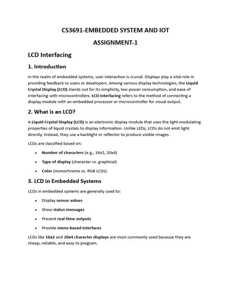Cs3691 Esiot Preethir Assignment 1 Pdf Liquid Crystal Display Backlight
