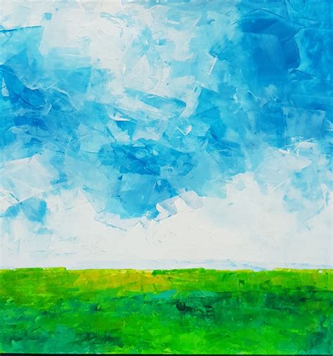 Grassy Field Landscape Painting Shopcaribe