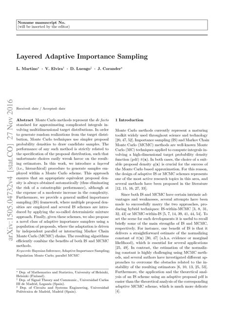 Layered Adaptive Importance Sampling Deepai