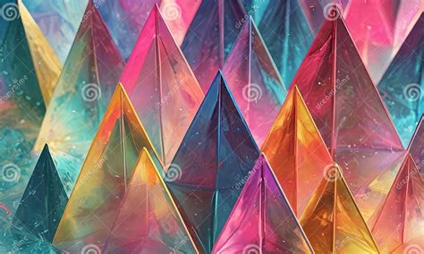 Vibrant Abstract Composition Overlapping Triangular Shapes In Various Colors Creating Dynamic