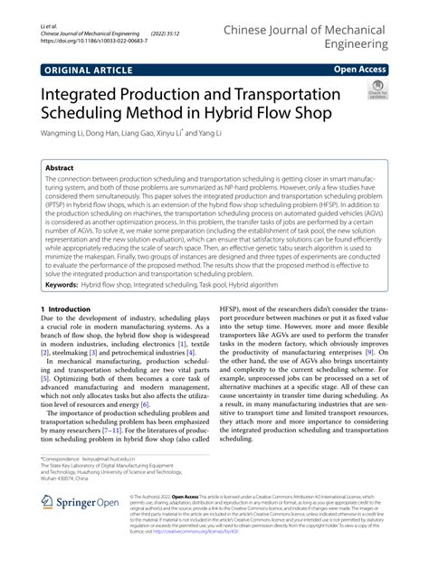 Pdf Integrated Production And Transportation Scheduling Method In