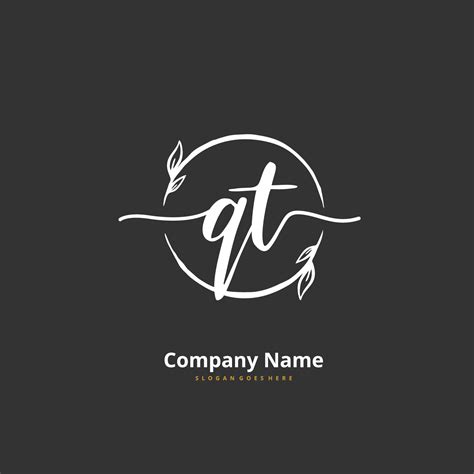 Qt Initial Handwriting And Signature Logo Design With Circle Beautiful Design Handwritten Logo
