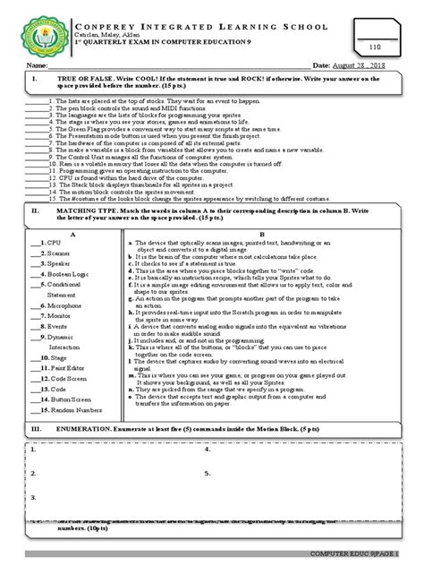 Grade9 1stquaterly Pdf Computer Program Programming
