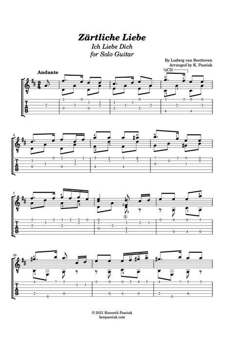 Ich Liebe Dich Guitar Sheet Music And Tablature ギター