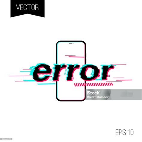 스마트폰 오류 경고 흰색 격리 된 배경에 그림 글리치 기호 벡터 일러스트레이션 컴퓨터 모니터에 대한 스톡 벡터 아트 및 기타