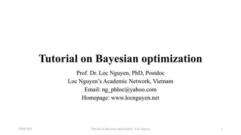 tutorial on bayesian optimization ppt
