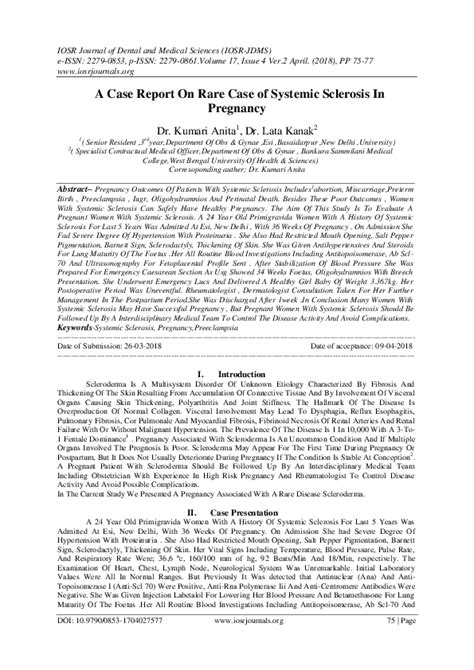 Pdf A Case Report On Rare Case Of Systemic Sclerosis In Pregnancy