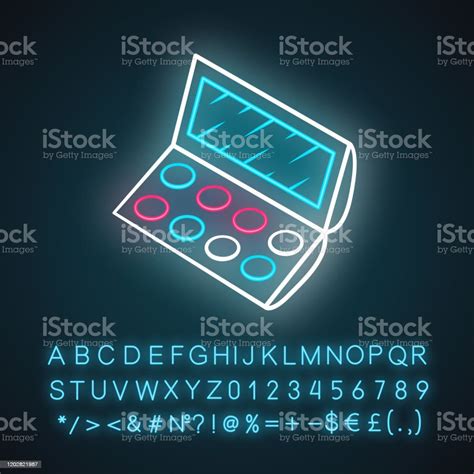 유행 아이 섀도우 팔레트 네온 빛 아이콘입니다 알파벳 숫자 및 기호와 빛나는 기호 미용실 속성 벡터 격리 그림입니다 페이셜 메이크업 전문 미용사 도구 0명에 대한 스톡 벡터