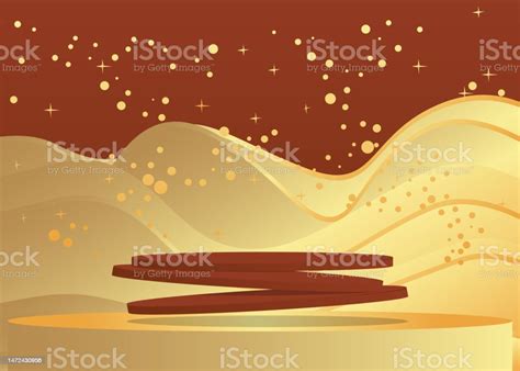 브라운과 골드 실린더 받침대 연단 추상 모형 제품 디스플레이 프레젠테이션을 위한 최소한의 기하학적 무대 쇼케이스 현실적인 벡터 3d 형태 빈 장면 0명에 대한 스톡 벡터