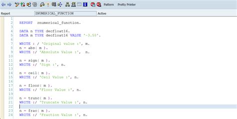 Abap Numerical Funtioncs Sapcodes
