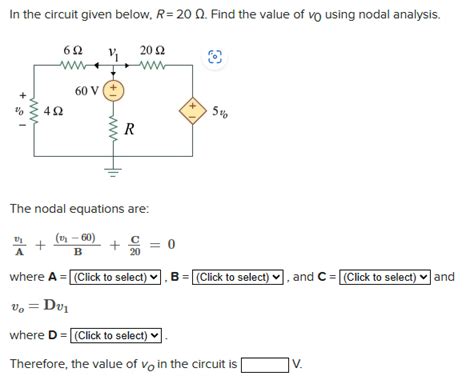 Solved In The Circuit Given Below R20Ω ﻿find The Value Of