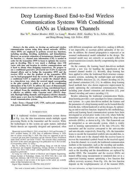 Deep Learning Based End To End Wireless Communication Systems With Conditional Gans Pdf