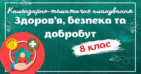 Календарно тематичне планування Здоровя безпека та добробут 8 клас НУШ до підручника