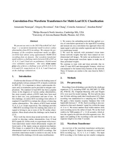 Pdf Convolution Free Waveform Transformers For Multi Lead Ecg Classification