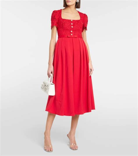 Self Portrait Lace Crêpe Midi Dress Self Portrait