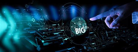 Big Data World And Globe Icon Ui With Hand Selecting And Pressing Big