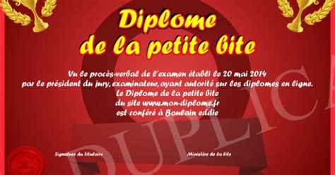 Diplome De La Petite Bite