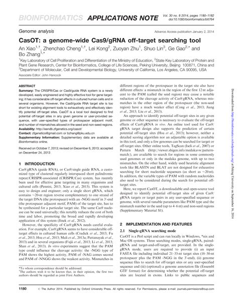 Pdf Casot A Genome Wide Cas9 Grna Off Target Searching Tool