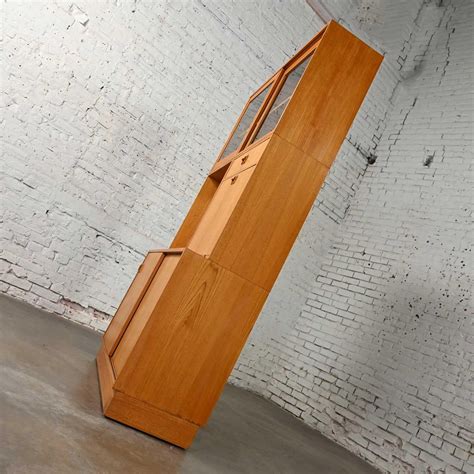 Scandinavian Modern Teak Part Triple Stacked Secretary Display Cabinet Dry Bar For Sale At Stdibs