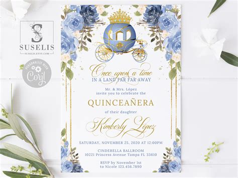 Cinderella Quinces Invitation Quinceanera Invitation Sweet 16 Invitation Quinceañera Lupon