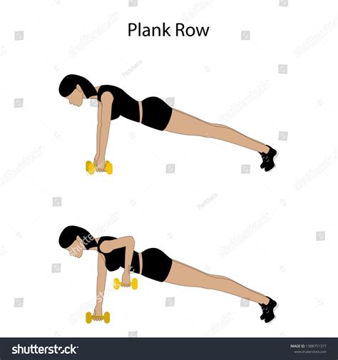 Plank Row Exercise On White Background Stock Vector Royalty Free 1388751377 Shutterstock