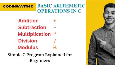 Arithmetic Operations In C Addition Sub Multi Div Mod C Programming For Beginners Youtube