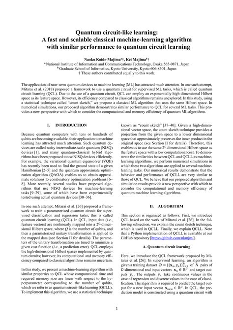 Pdf Quantum Circuit Like Learning A Fast And Scalable Classical