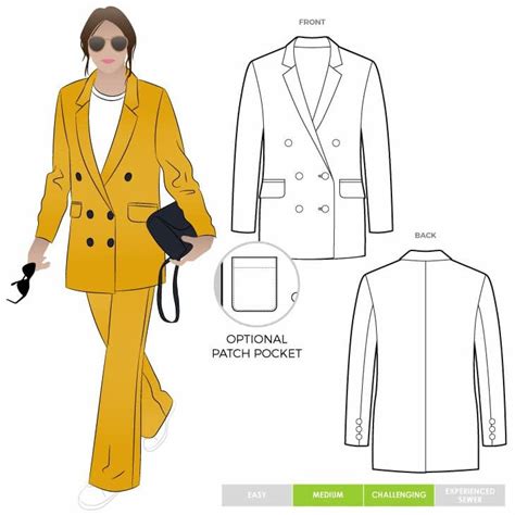 Diy Womens Jacket And Pants Sewing Pattern Coat Drawing Sketches