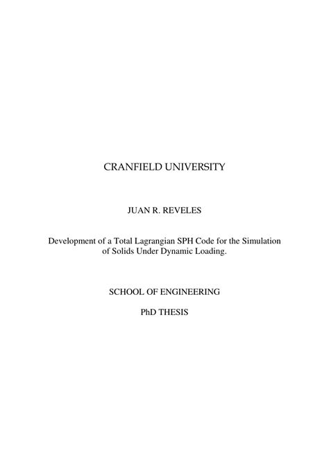 Pdf Development Of A Total Lagrangian Sph Code For The Simulation Of