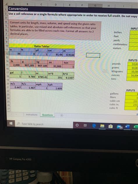 solved d f g h e 1 conversions 2 use a cell reference or a