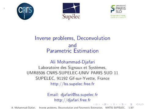 Pdf Inverse Problems Deconvolution And Parametric Estimationdjafari Free Fr Pdf Cours Matis