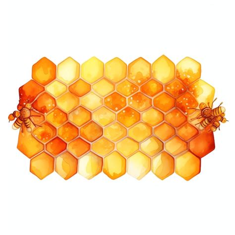 Beautiful Honeycomb Patterned Banner Watercolor Clipart Illustration