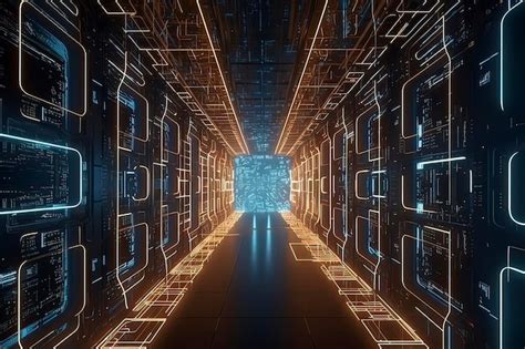 Premium Ai Image Abstract Blue Luminous Technology Space Ai