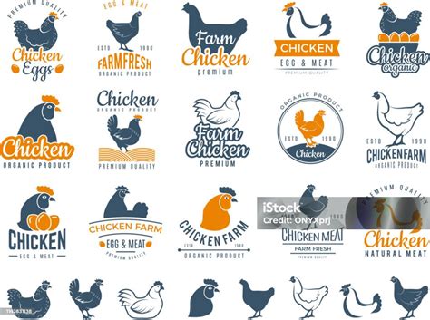치킨 배지 신선한 농장 음식 로고 요리 계란과 새 육계 벡터 레이블 닭에 대한 스톡 벡터 아트 및 기타 이미지 닭 로고 아이콘 Istock