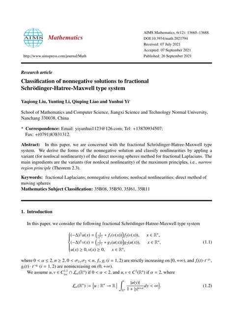 Pdf Classification Of Nonnegative Solutions To Fractional Schrödinger