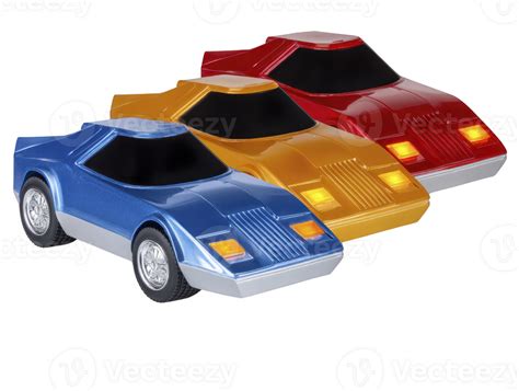 Colorful Toy Cars In Blue Red And Yellow Arranged Together