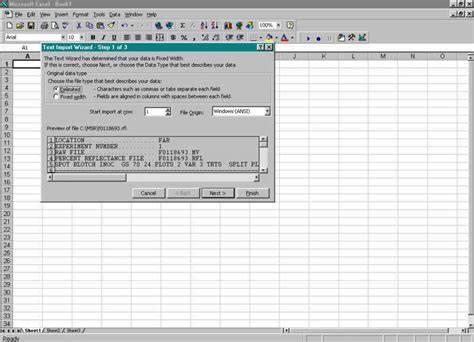 Import Reflectance File Into Excel