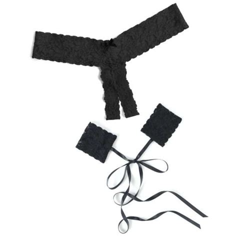 Hanky Panky All Tied Up Crotchless Thong And Handcuffs Pack Bras Lingerie Panties Thongs
