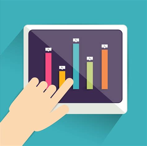 Premium Vector Flat Hand Touching A Chart On Computer