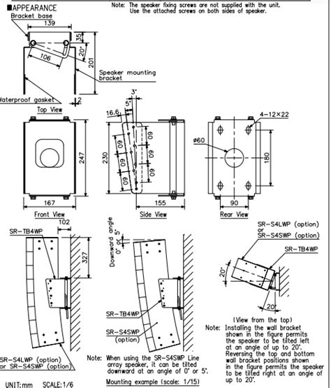 Toa Sr Tb4wp Weather Proof Wall Tilt Bracket For Line Array Speaker