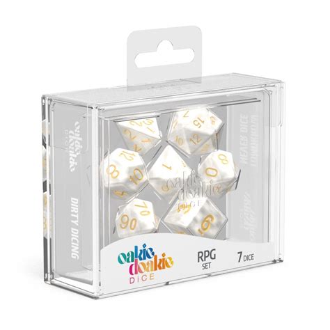 Oakie Doakie Dice Rpg 7 Dice Set Marble White