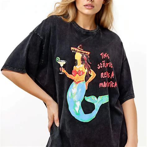 Senorita Margarita Tee Black Acid Wash Graphic Tee Salty Crush