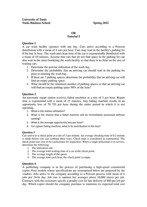 Tutorial 5 Sp22 University Of Tunis Tunis Business School Spring 2022