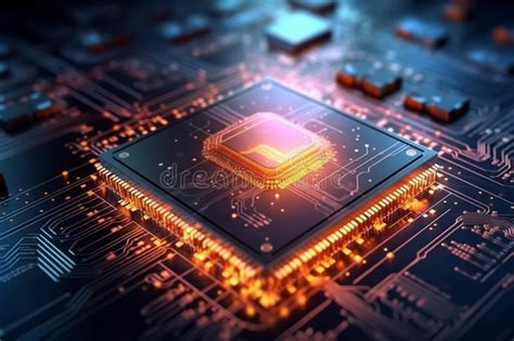 Computer Mother Board Chip With Ai Text And Glowing Circuit Background Concept For Artificial