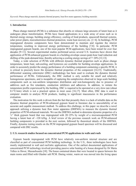 Solution Performance Characterization Of Pcm Impregnated Gypsum Board For Building Applications