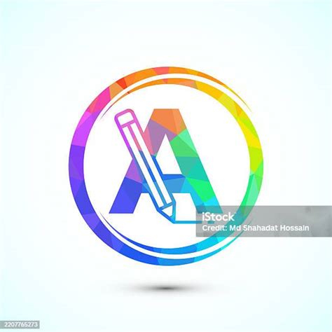 연필 아이콘이 있는 초기 알파벳 A입니다 교육 학생 또는 기업 아이덴티티를 위한 로고 로우 폴리 스타일 공부에 대한 스톡 벡터 아트 및 기타 이미지 Istock