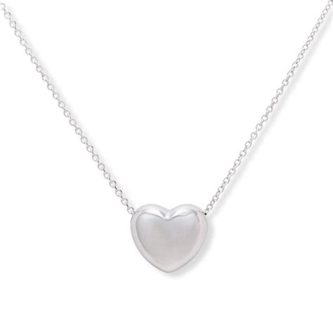 Fiorenza Sterling Silver Puffy Heart Drop Necklace Hsn