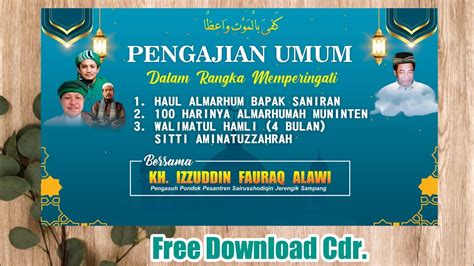 Desain Banner Pengajian Haul Free Download Cdr Corel Draw X7 Youtube