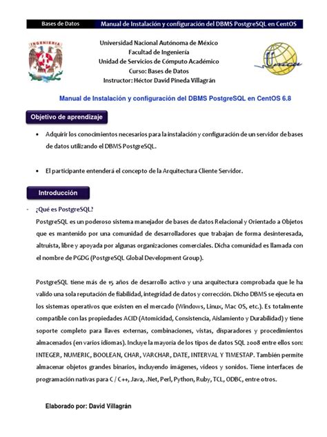 Manual De Instalación De Postgresql Pdf Postgre Sql Contraseña